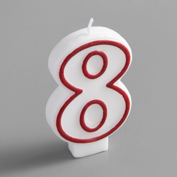 Creative Converting 080159033 3" Red Outlined "8" Candle
