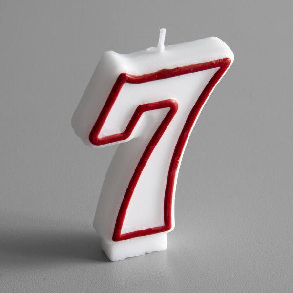 Creative Converting 080158033 3" Red Outlined "7" Candle