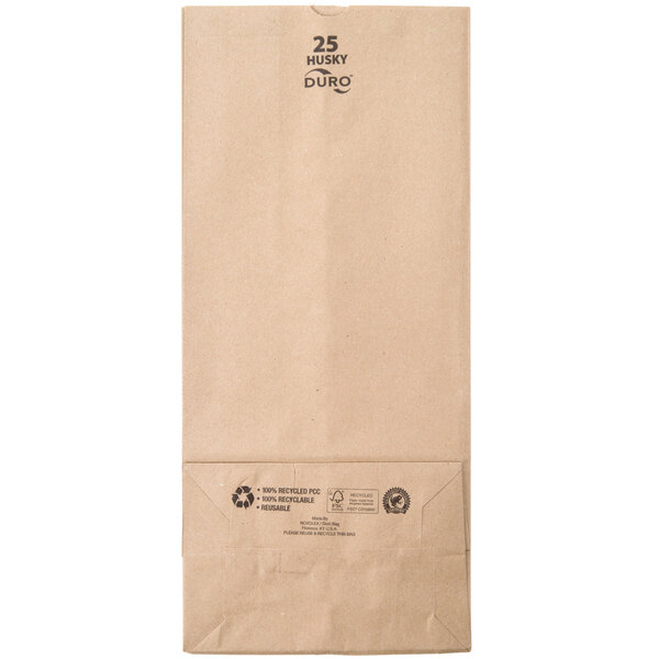 Duro Husky Heavy-Duty 25 lb. Brown Paper Bag - 400/Bundle