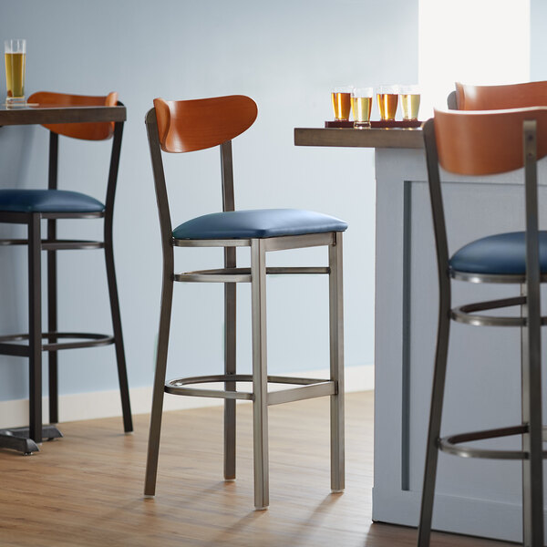 Lancaster Table & Seating Boomerang Bar Height Clear Coat Chair with ...