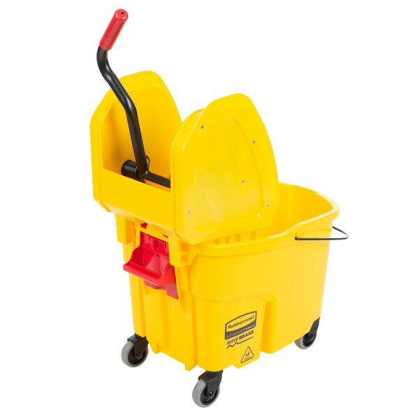 Rubbermaid WaveBrake® 44 Qt. Yellow Mop Bucket with Down Press Wringer ...