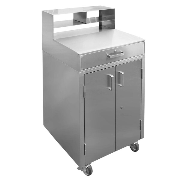 Omcan 25" Stainless Steel Mobile Receiving Desk with Cabinet Storage 43470