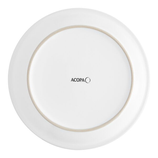 Acopa 9" Bright White Narrow Rim Stoneware Plate - 24/Case
