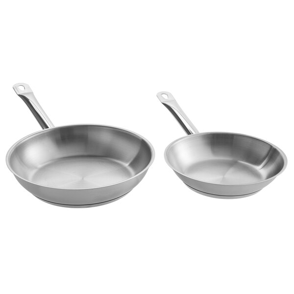 Vigor 2-Piece Induction Ready Stainless Steel Fry Pan Set - 8" and 9 1/ ...