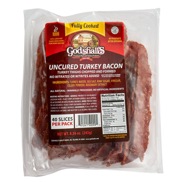 Godshall's Uncured Turkey Bacon - All Natural, Fully Cooked (6/Case)