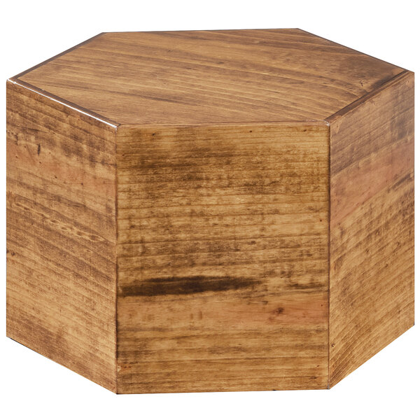 Cal-Mil 435-8-99 Madera Hexagon Oak Wood Riser - 12" x 8"