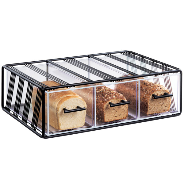 Cal-Mil 4119-13 Portland Black 3 Drawer Bread Display Case - 22 1/4" x ...