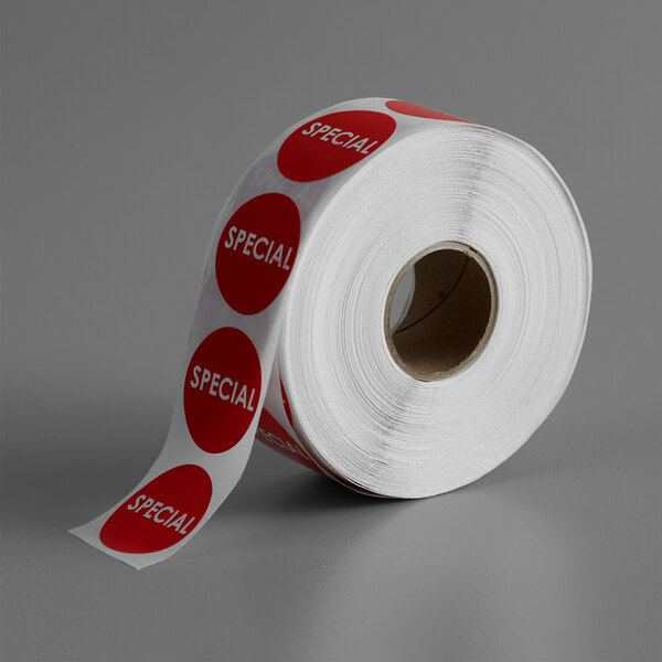 Point Plus 1" Red Round Special Permanent Label - 1000/Roll