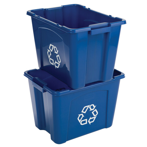 Rubbermaid FG571473BLUE 14 Gallon Blue Rectangular Curbside Recycling Bin