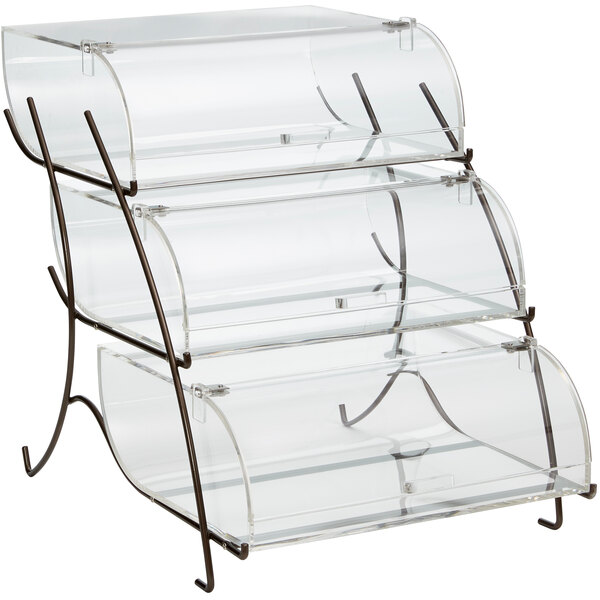 Rosseto BK023 Clear Acrylic Three-Tier Pastry Display Case with Bronze ...