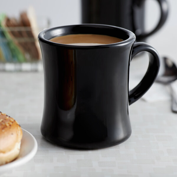 Acopa 12 oz. Black Victor Stoneware Mug - 36/Case