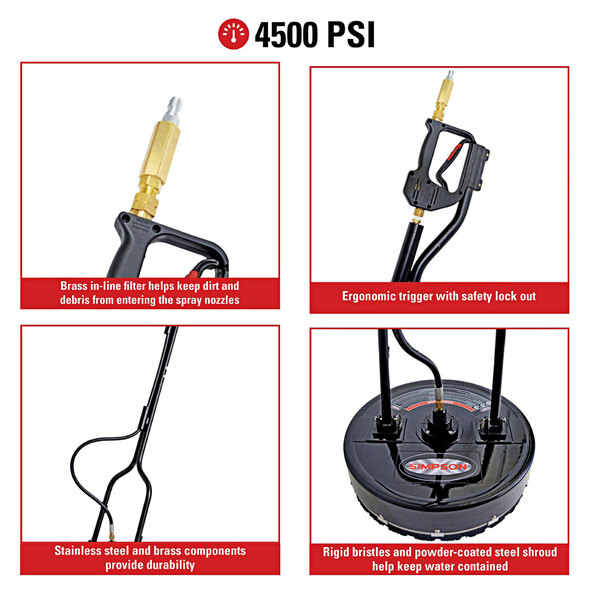 Simpson 80182 20" Industrial Pressure Washer Surface Cleaner - 3450 to ...