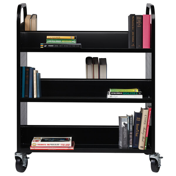 Hirsh Industries 21786 38" x 18" x 46 1/4" Black 6-Shelf Book Cart