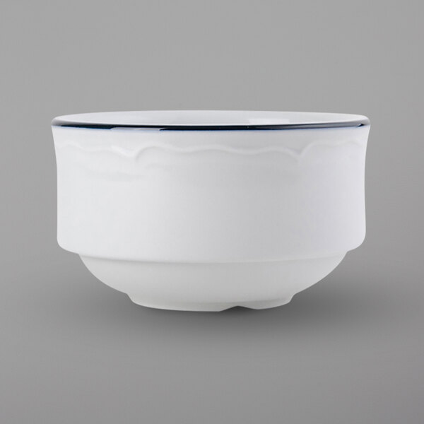Tuxton SBB-080S TuxTrendz Charleston Bright White 8 oz. Scalloped Edge China Bouillon Cup with ...