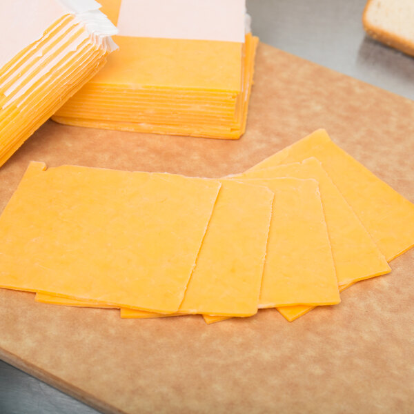 Great Lakes Cheese 1.5 lb. Yellow Mild Cheddar Cheese Slices - 6/Case