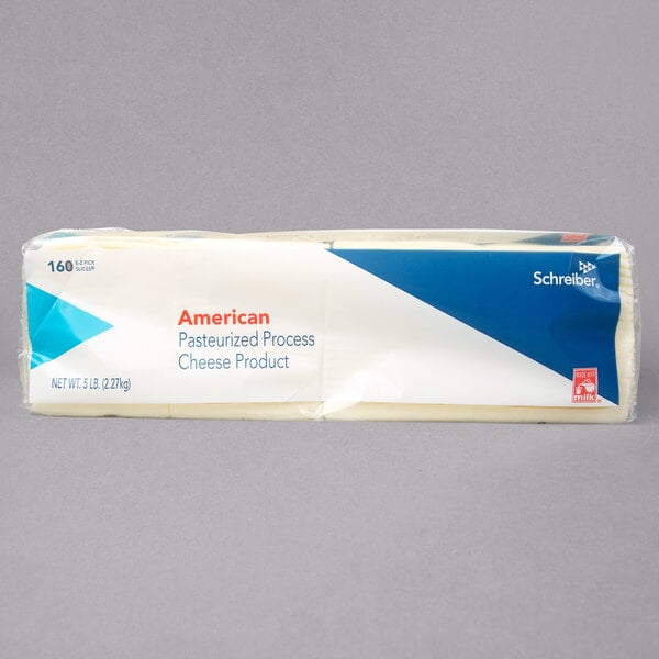 Schreiber 5 lb. 160 Count Pre-Sliced White American Cheese - 4/Case