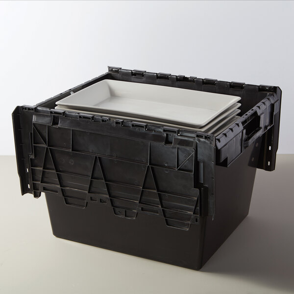 American Metalcraft SCBL Black Stackable Chafer Box / Storage Crate ...