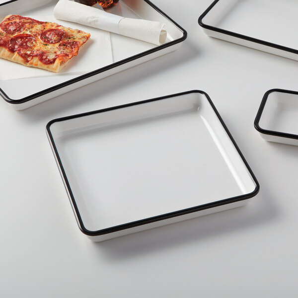 American Metalcraft MRSW9 Endurance 9 7/8" Square Black Rimmed Melamine ...