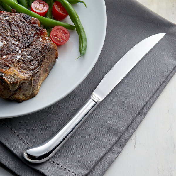Choice Midland 9 1/4" Stainless Steel Steak Knife with Hollow Pistol ...