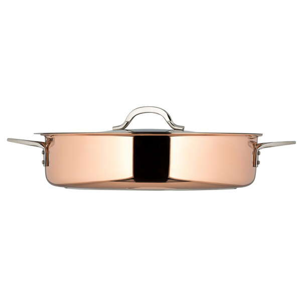 Bon Chef 60030-COPPER Cucina 6 Qt. Copper Induction Brazier Pan with Cover