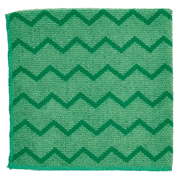 Rubbermaid FGQ62000GR00 HYGEN 16" x 16" Green Microfiber Cloth - 12/Pack