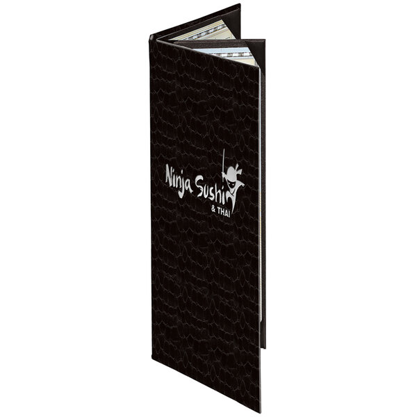 Menu Solutions 840BD Slim Line 4 1/4" x 14" Customizable Triple Panel 4 ...