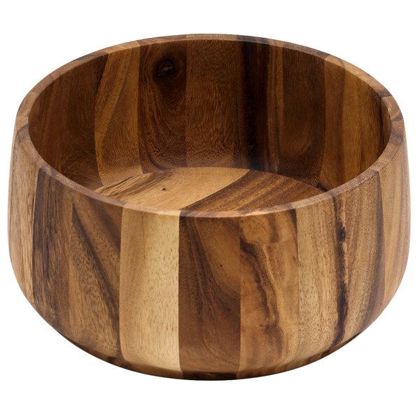 Ironwood 28679 12 1/2" Acacia Wood Wide Base Salad Bowl