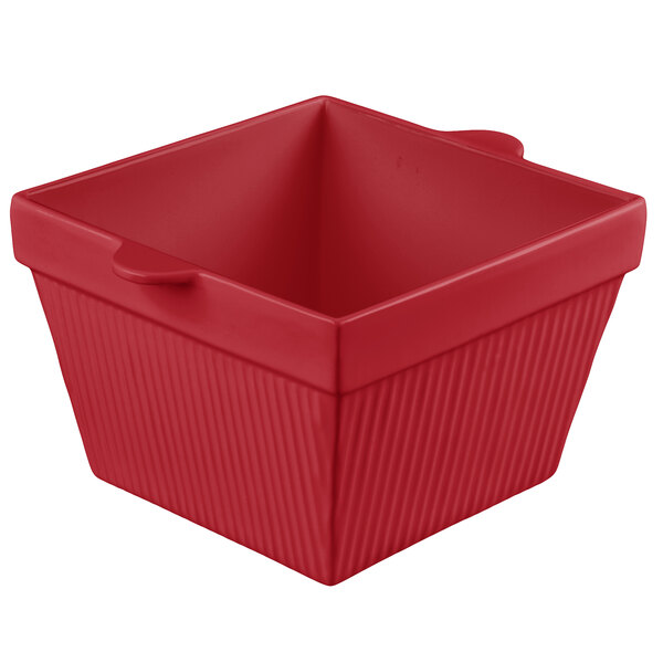 Tablecraft CW1490R 6.5 Qt. Red Cast Aluminum Square Condiment Bowl