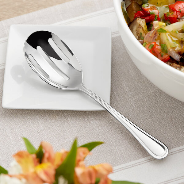 Acopa Edgeworth 8 3/4" 18/8 Stainless Steel Extra Heavy Weight Slotted Spoon