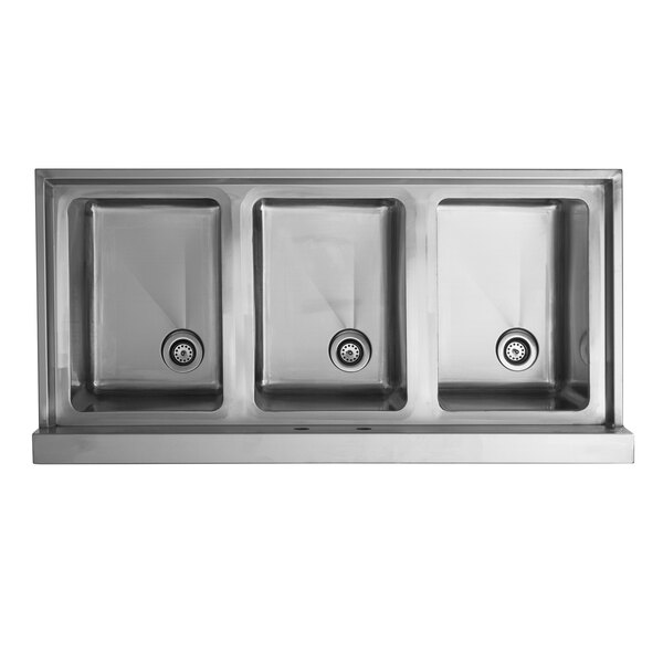 Steelton 3 Bowl 18 Gauge Underbar Sink - 38" x 18 3/4"