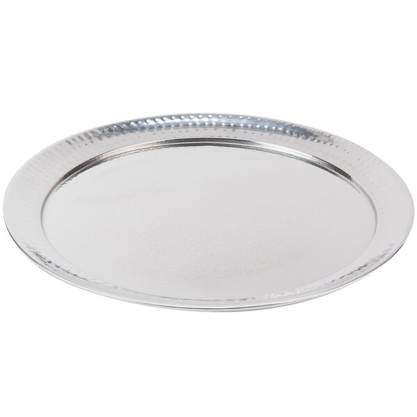 American Metalcraft HMRST2201 22" Round Hammered Stainless Steel Tray
