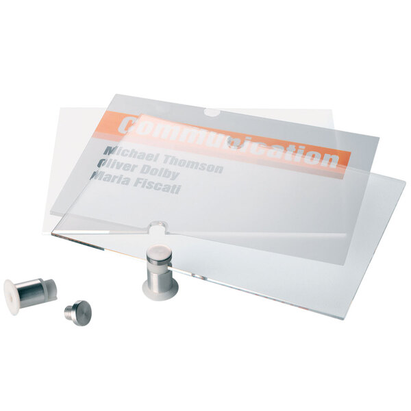 Durable 482419 8 3/8" Square Transparent Acrylic Standoff Sign with Inserts