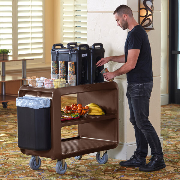 Cambro SC337S131 Service Cart Pro 42" x 24" x 37" Dark Brown One-Piece ...