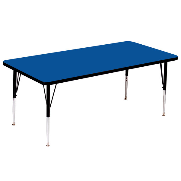 Correll 24" x 48" Rectangular Blue Finish 19" - 29" Adjustable Height ...