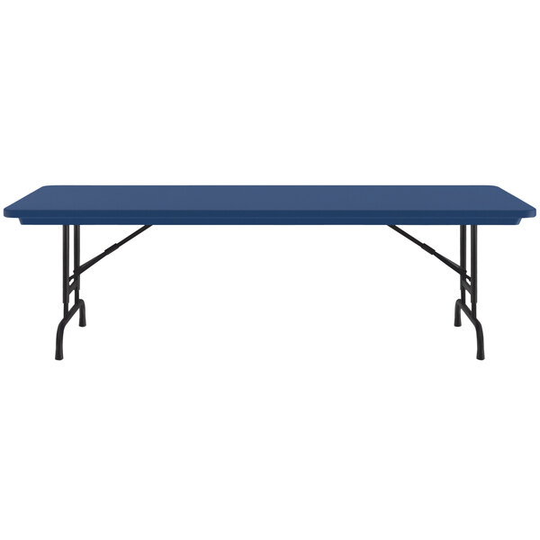 Correll Adjustable Height Folding Table, 30" x 60" Plastic, Blue ...