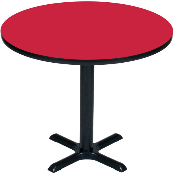 Correll 36" Round Red Finish Bar Height High Pressure Cafe / Breakroom ...