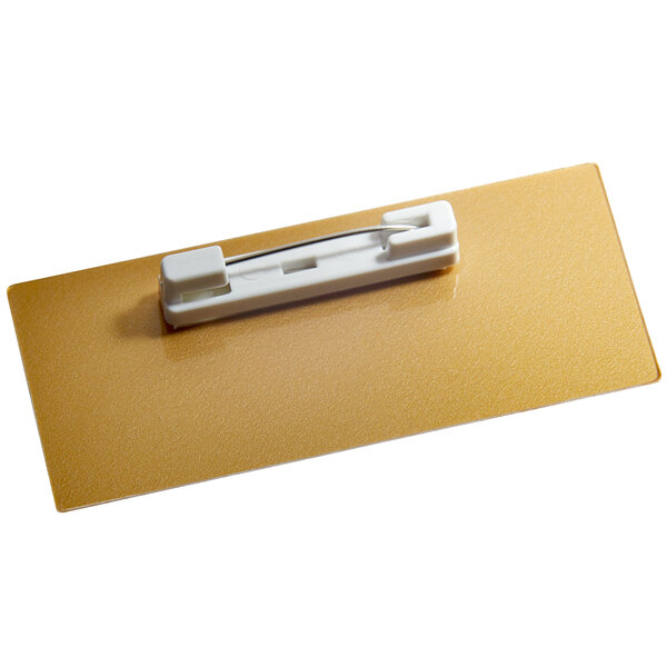 Cawley 1 1/2" x 3" Customizable Gold Plastic Rectangle Nametag