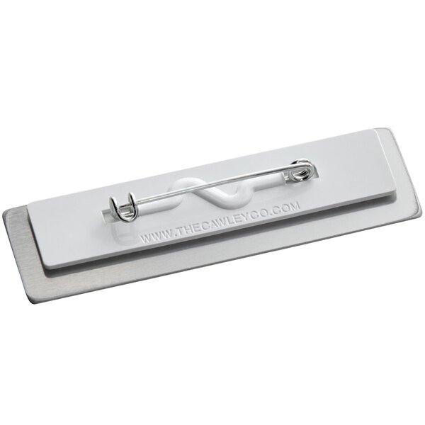 Cawley 1" x 3" Customizable White Economy Metal Rectangle Nametag