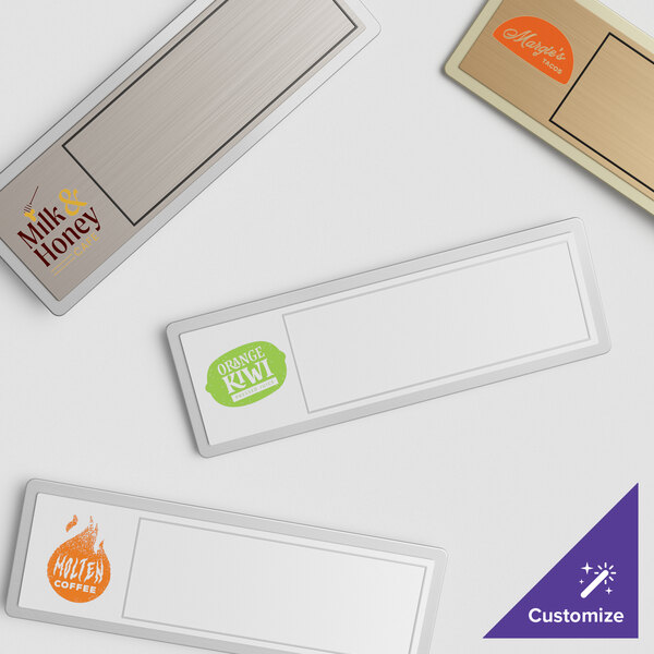 Cawley 1" x 3" Customizable Silver Economy Metal Rectangle Nametag