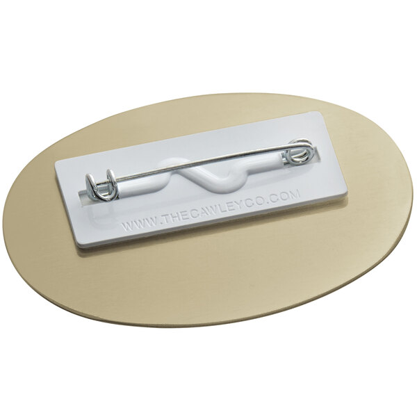 Cawley 1 3/4" x 2 1/2" Customizable Gold Economy Metal Oval Nametag