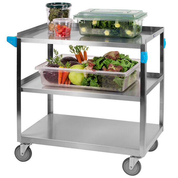 Carlisle UC5032135 3 Shelf Stainless Steel Utility Cart - 35" x 21" x ...