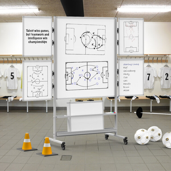 Luxor COLLAB-STATION 82 1/4" x 76 7/16" Mobile Presentation Whiteboard ...