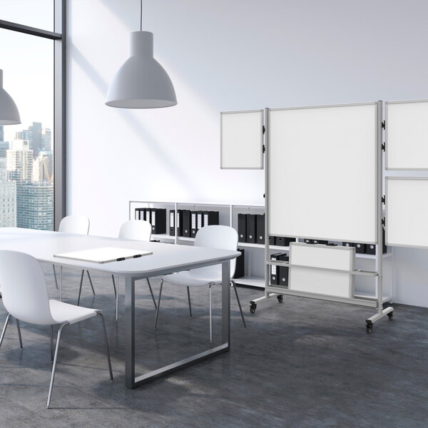 Luxor COLLAB-STATION 82 1/4" x 76 7/16" Mobile Presentation Whiteboard ...