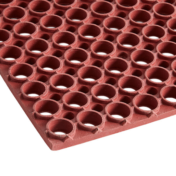Choice 3' x 5' Red Rubber Straight Edge Grease-Resistant Anti-Fatigue ...