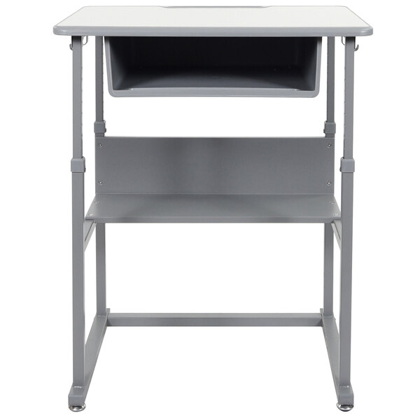 Luxor STUDENT-M 27 1/2" x 19 1/2" Medium Gray Adjustable Height Student ...