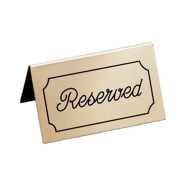 Cal-Mil 273-11 5" x 3" Brown/Black Double-Sided "Reserved" Tent Sign
