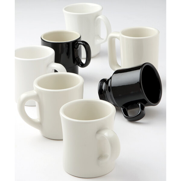 Tuxton BWM-1202 12 oz. White China C-Handle Mug - 6/Pack