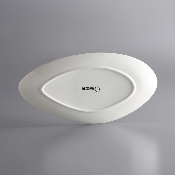 Acopa Nova 13" x 6 1/4" Cream White Slim Triangle Coupe Stoneware Plate ...