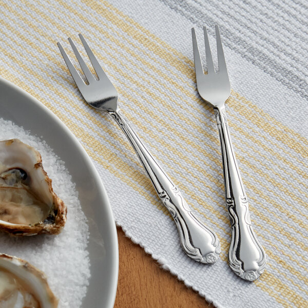 Choice Bethany 5 3/4" 18/0 Stainless Steel Oyster / Cocktail Fork - 12/Case
