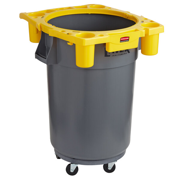 Lavex Janitorial 44 Gallon Gray Round Commercial Trash Can Kit with ...